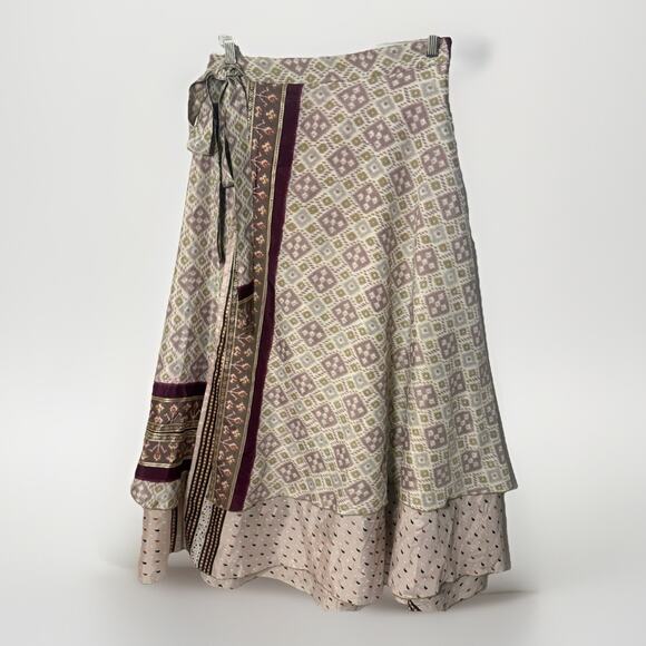 EARTHBOUND | Skirts | Earthbound Adjustable Wrap India Silk Blend ...
